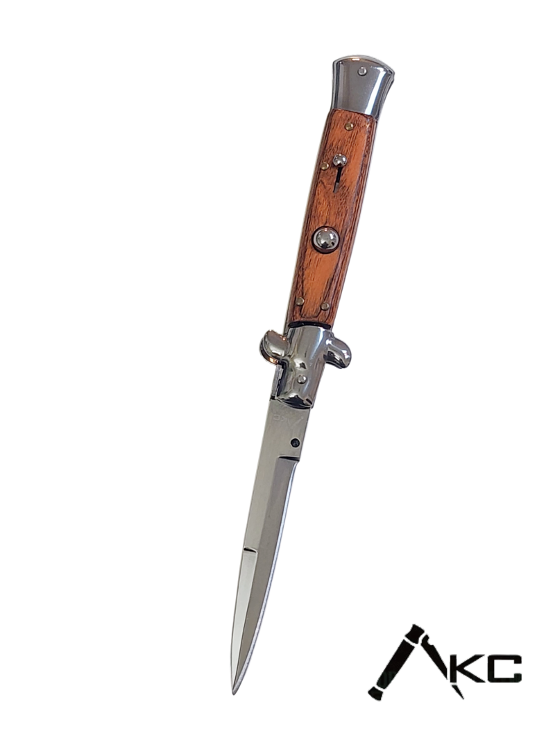 AKC 9" Italian Stiletto Wood Automatic Knife - (3.75" Bayonet ...