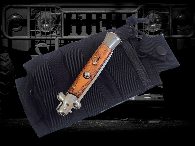 AKC 9" Italian Stiletto Wood Automatic Knife - (3.75" Bayonet ...