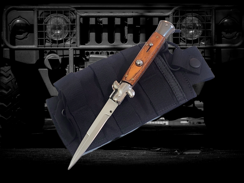 AKC 9" Italian Stiletto Wood Automatic Knife - (3.75" Bayonet ...